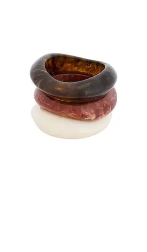 EPIFENE Bangles Set Of 3 In Brown,white