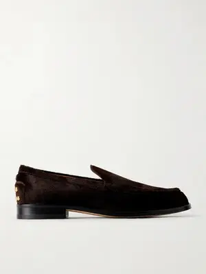 TOD'S Studded Calf Hair Loafers - Brown