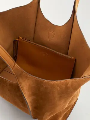 TOD'S Medium Suede Shoulder Bag - Brown