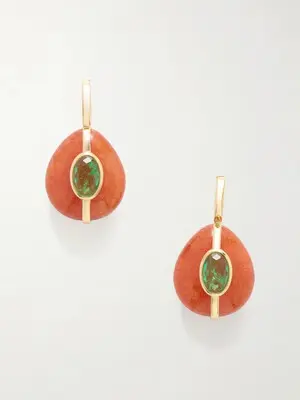 ROXANNE ASSOULIN The Stone Pebble Gold-tone Carnelian And Crystal Earrings - Multi
