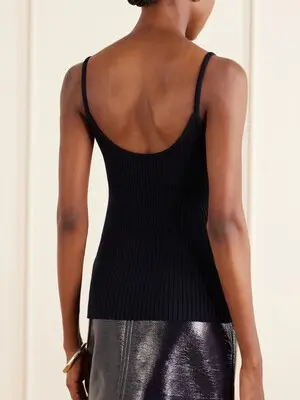 COURREGES Reedition Logo-appliquéd Ribbed Knit Tank - Blue