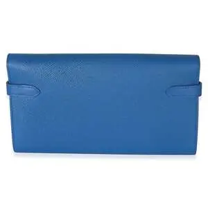 Hermès Kelly Longue Wallet In Epsom Leather With Gold-tone Hardware - Blue