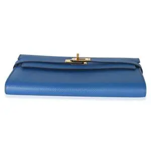 Hermès Kelly Longue Wallet In Epsom Leather With Gold-tone Hardware - Blue