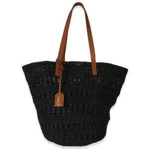 Saint Laurent Raffia Panier Tote Bag - Black