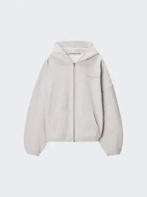 Alexander Wang Alexanderwang Crystal Embellished Oversized Zip-Up Hoodie Grey