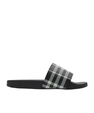 Burberry Checked Slip-on Slides - Black/flat White