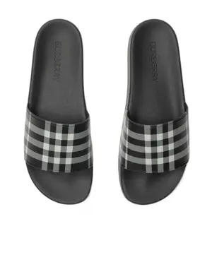 Burberry Checked Slip-on Slides - Black/flat White