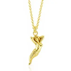UNALOE Blindfolded Goddess Lucky Horn Necklace In 18k Plated Sterling Silver - Gold