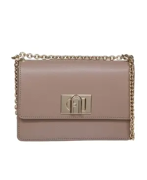 Furla Leather Shoulder Bag With Chain Strap - Brown