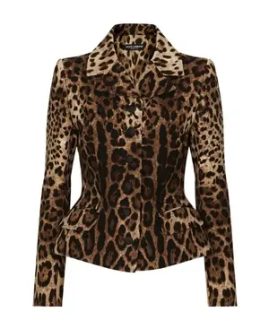 Dolce & Gabbana Dolce Gabbana Single-breasted Leopard Printed Jacket - Black