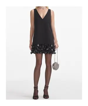 SELF-PORTRAIT Crepe 3d Sequined Mini Dress