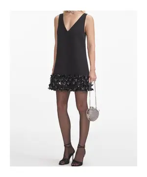 SELF-PORTRAIT Crepe 3d Sequined Mini Dress