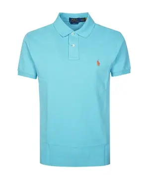 Polo Ralph Lauren Logo Embroidered Short-sleeved Polo Shirt - Blue