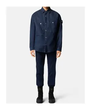Stone Island Logo Patch Denim Shirt Jacket