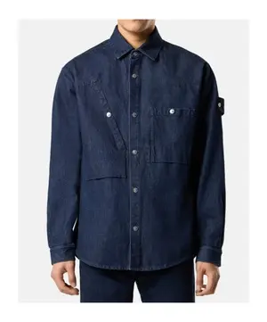 Stone Island Logo Patch Denim Shirt Jacket