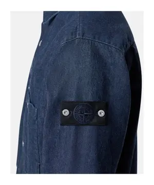 Stone Island Logo Patch Denim Shirt Jacket