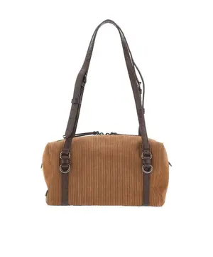 GIANNI CHIARINI Terry Ribbed-suede Shoulder Bag - Brown