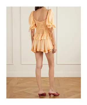 Chloé Layered Puff-sleeve Mini Dress - Nude