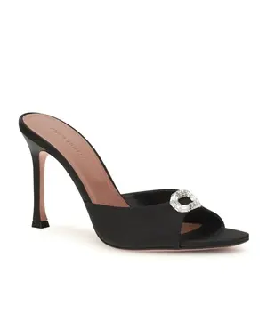Amina Muaddi Heel Mules Open Toe Embellished Detail