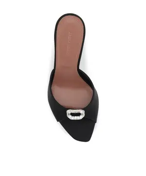 Amina Muaddi Heel Mules Open Toe Embellished Detail