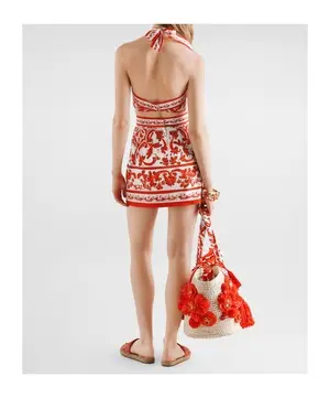 Dolce & Gabbana Majolica Print Halterneck Mini Dress
