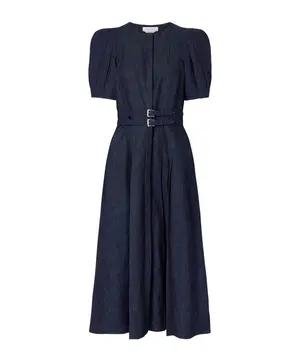 Gabriela Hearst Patricia Belted Midi Dress - Blue
