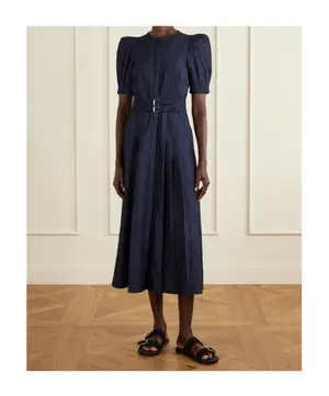 Gabriela Hearst Patricia Belted Midi Dress - Blue