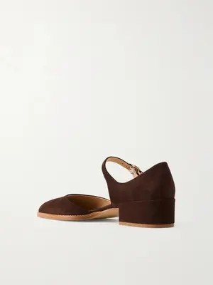 Gabriela Hearst Riley Suede Mary Jane Flats - Chocolate-colored