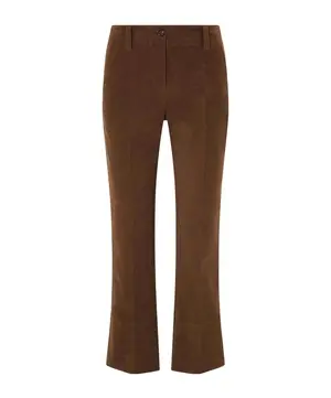Brunello Cucinelli High-waisted Stretch Cotton Moleskin Cigarette Trousers - Brown