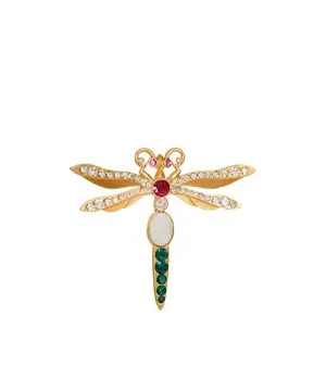 Balmain Brass And Crystal Insect Brooch
