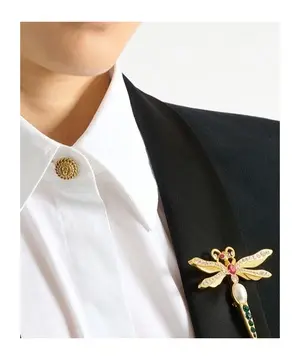 Balmain Brass And Crystal Insect Brooch