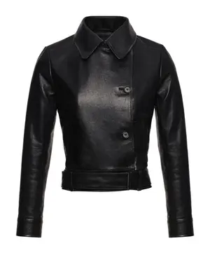 Magda Butrym Fitted Leather Jacket With Waist Belt - Black