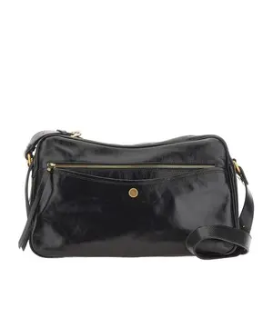 GIANNI CHIARINI Cora Crinkled Leather Shoulder Bag - Black