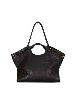 Balmain Large Tote In Topstitched Leather