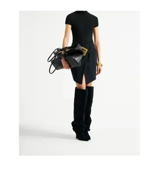 Balmain Large Tote In Topstitched Leather