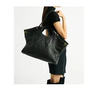 Balmain Large Tote In Topstitched Leather