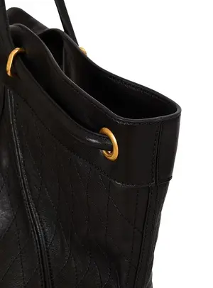 Balmain Large Tote In Topstitched Leather