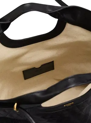 Balmain Large Tote In Topstitched Leather