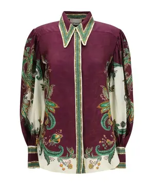 ALEMAIS Ruthie Balloon Sleeve Silk-blend Shirt - Red