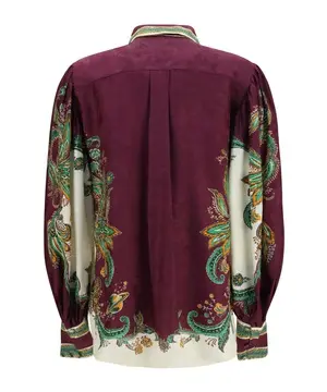 ALEMAIS Ruthie Balloon Sleeve Silk-blend Shirt - Red