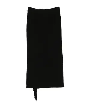Emporio Armani Ribbed Midi Skirt With Fringe Detail
