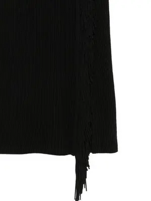 Emporio Armani Ribbed Midi Skirt With Fringe Detail