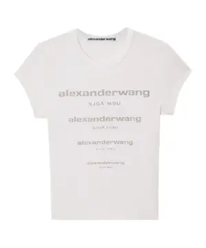 Alexander Wang Crystal Gradient Logo Fitted Tee