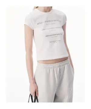 Alexander Wang Crystal Gradient Logo Fitted Tee