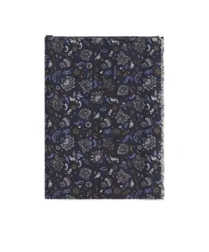 Kiton Paisley Floral-print Frayed Scarf - Blue