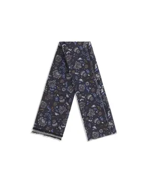 Kiton Paisley Floral-print Frayed Scarf