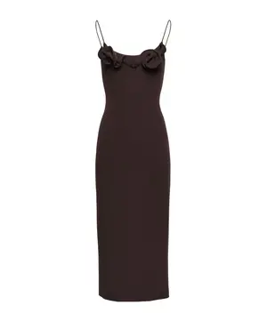 Magda Butrym Floral Applique Strap Midi Dress - Brown