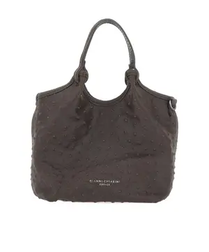 GIANNI CHIARINI Dua Ostrich-effect Leather Tote Bag - Black