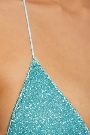 Oseree Lurex Triangle Bikini Set - Blue
