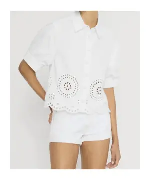 FRAME The Eyelet Billow Sleeve Shirt